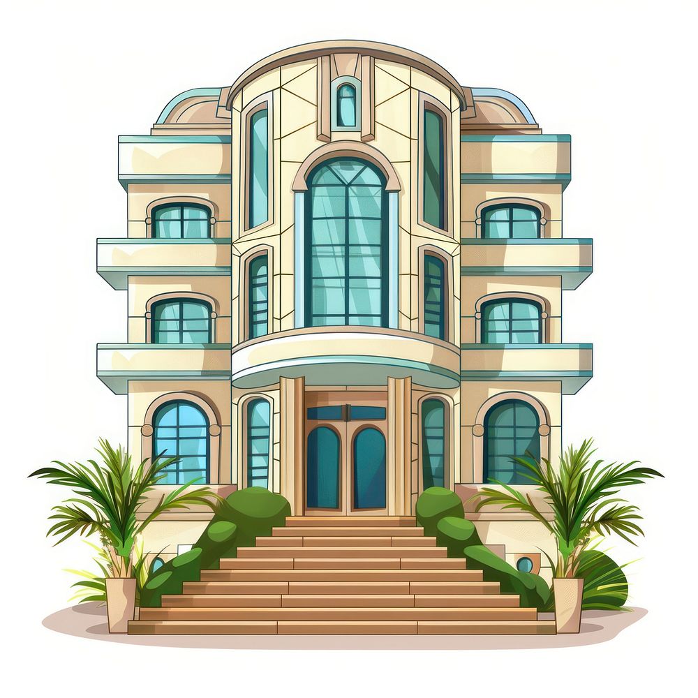 Cartoon art deco architecture building | Free Photo Illustration - rawpixel