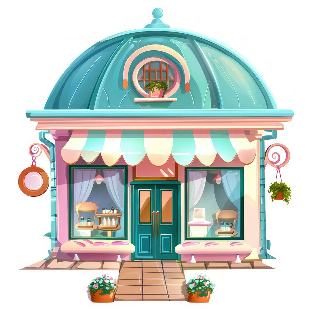 Cartoon beauty salon architecture building | Premium Photo Illustration ...