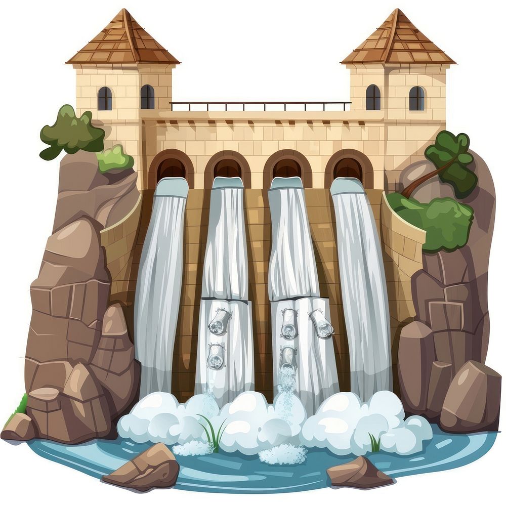 Cartoon dam architecture building outdoors. | Free Photo Illustration ...