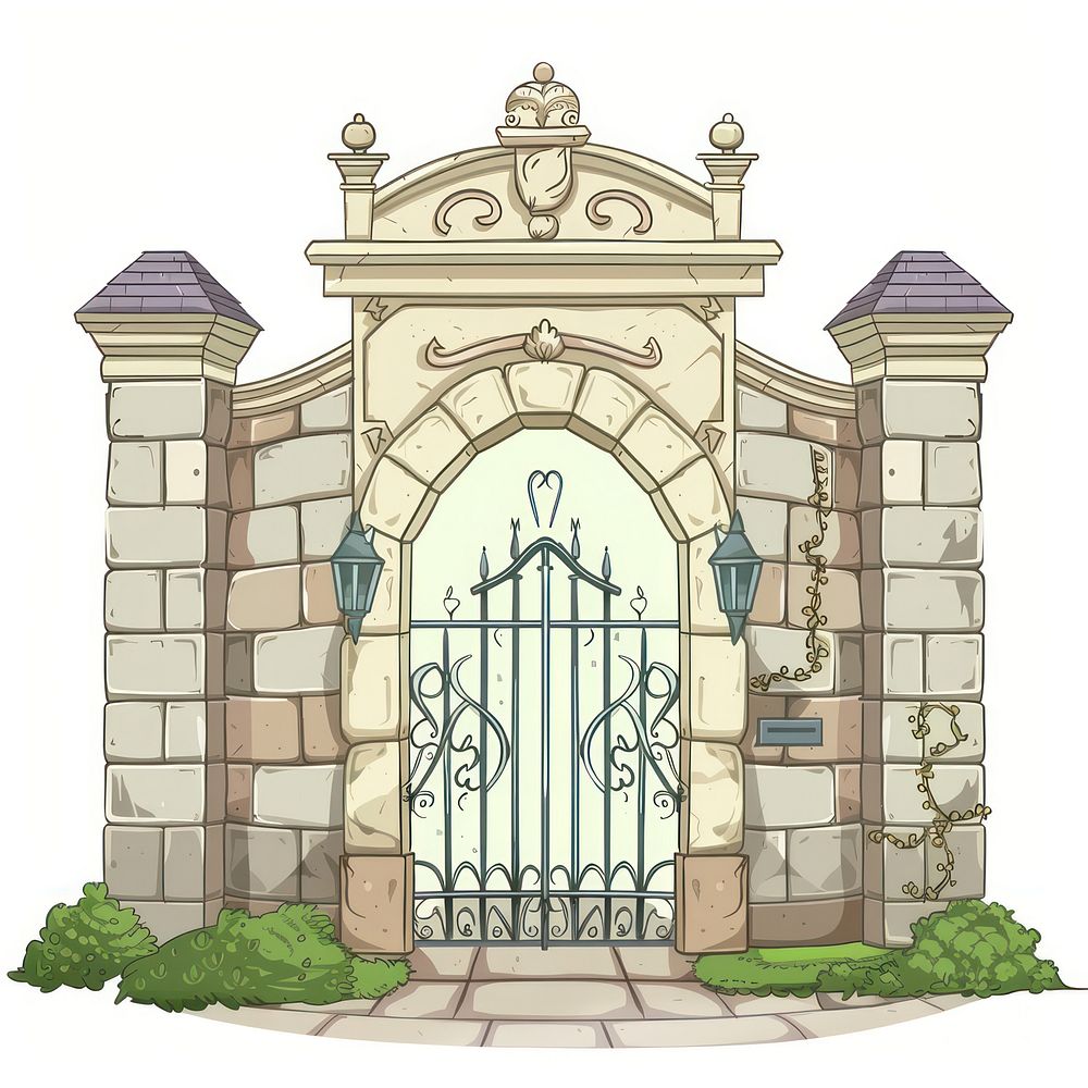 Cartoon gate architecture building protection. | Premium Photo ...