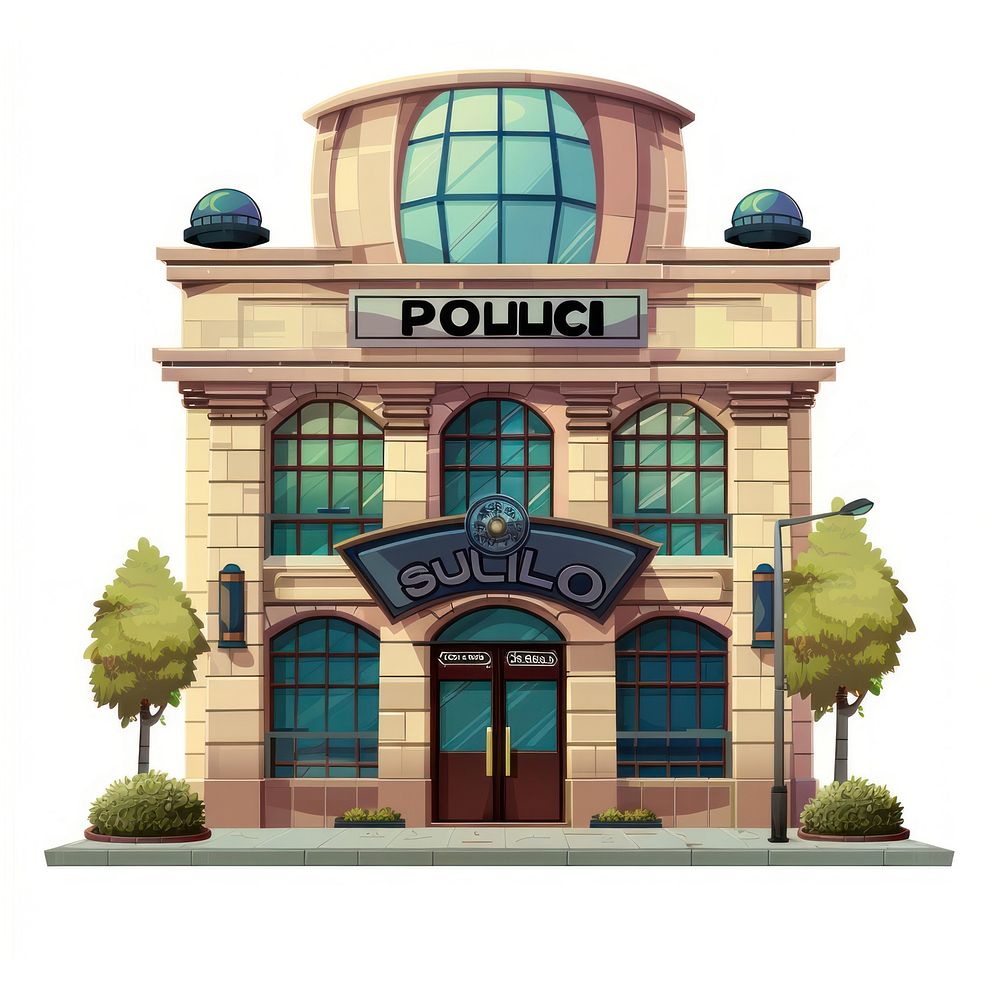 Cartoon police station architecture building | Premium Photo ...