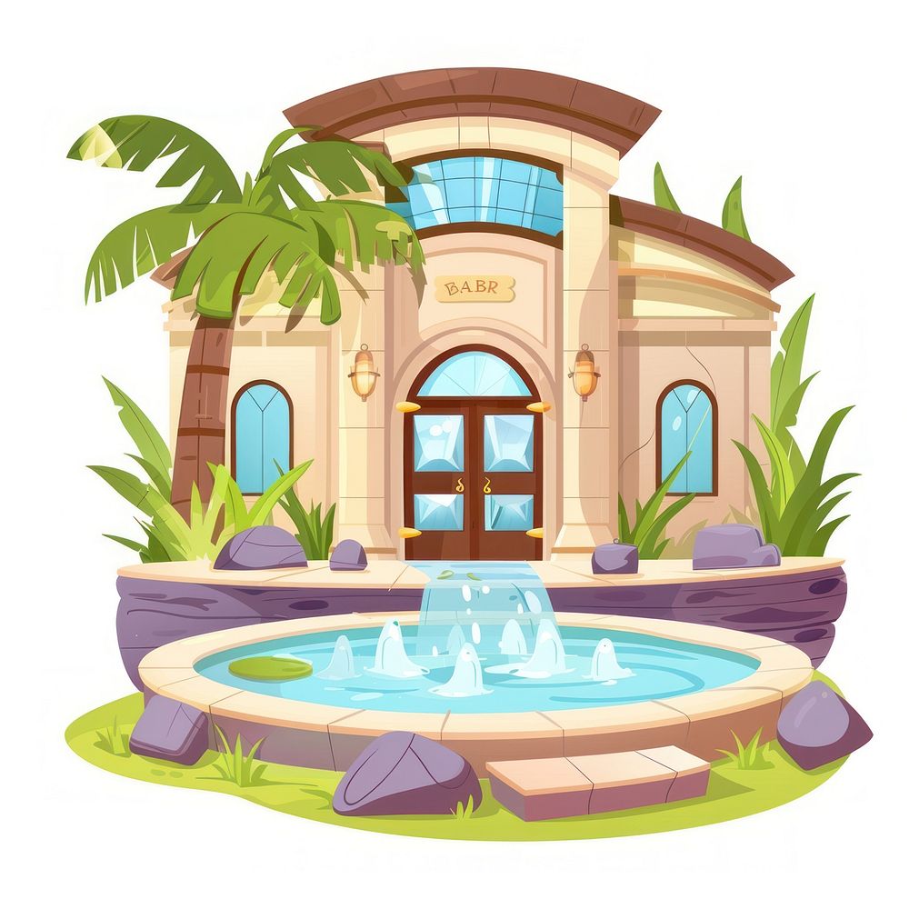 Cartoon spa architecture building hacienda | Free Photo Illustration ...