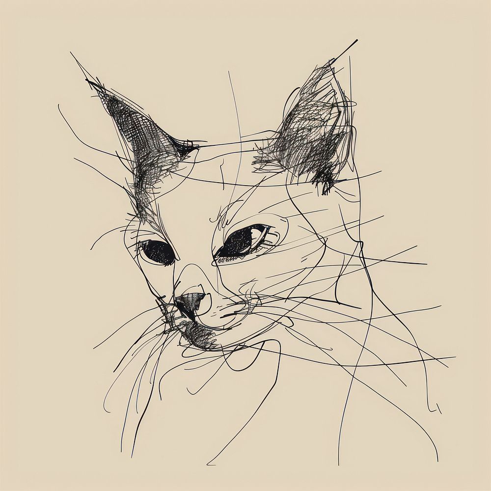 Hand drawn cat drawing sketch | Free Photo Illustration - rawpixel