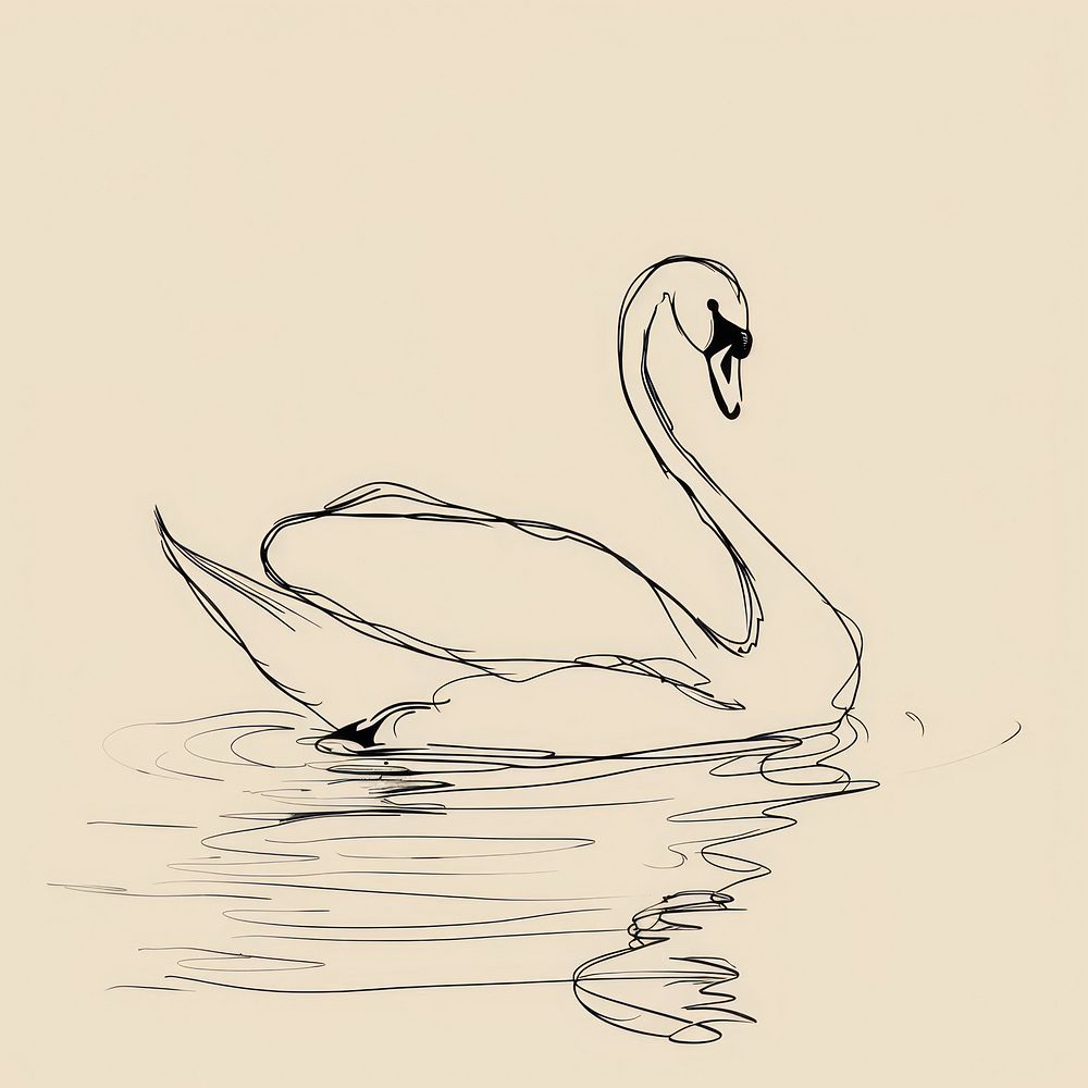 Hand drawn swan monochrome outdoors | Premium Photo Illustration - rawpixel