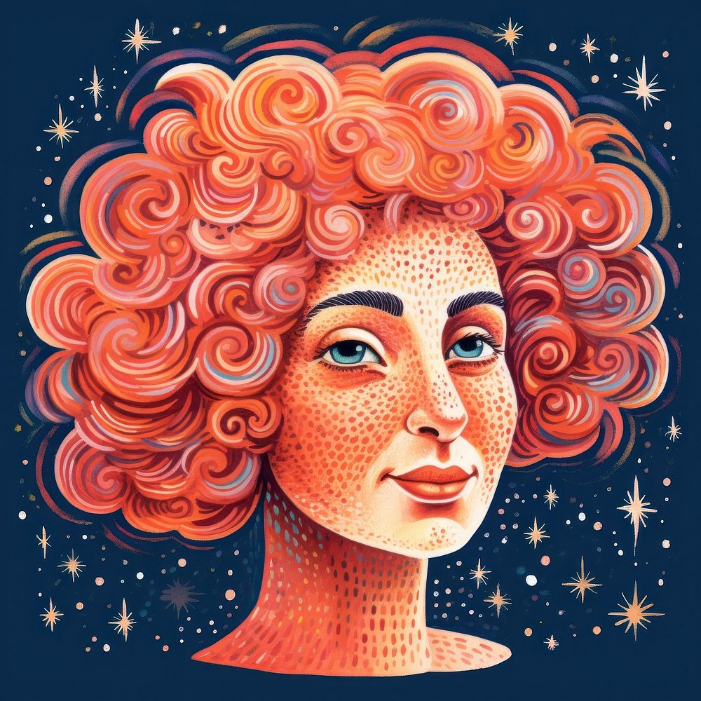 Feminine conceptual Aries painting portrait | Premium Photo ...