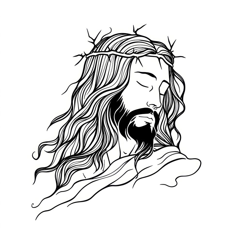 Illustration minimal simple jesus sketch | Premium Photo Illustration ...