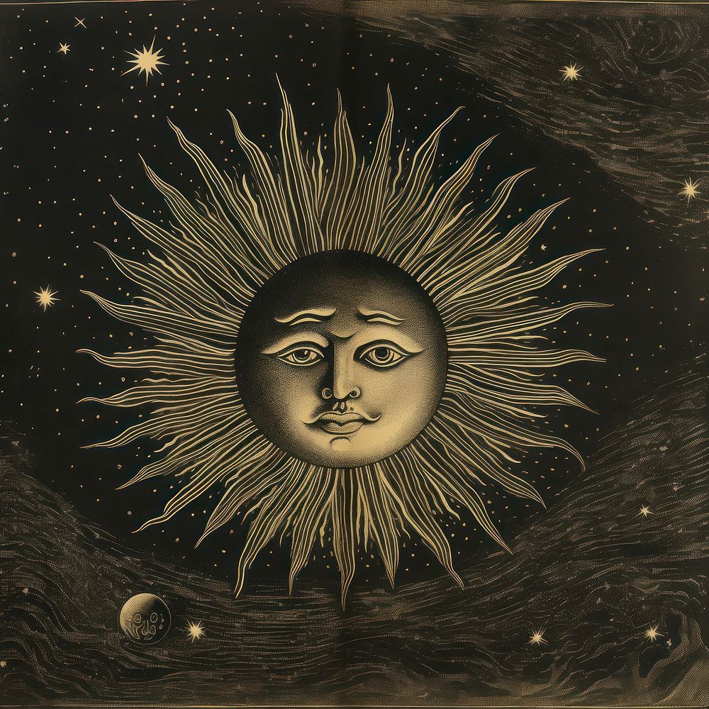 Celestial sun drawing art representation | Free Photo Illustration ...