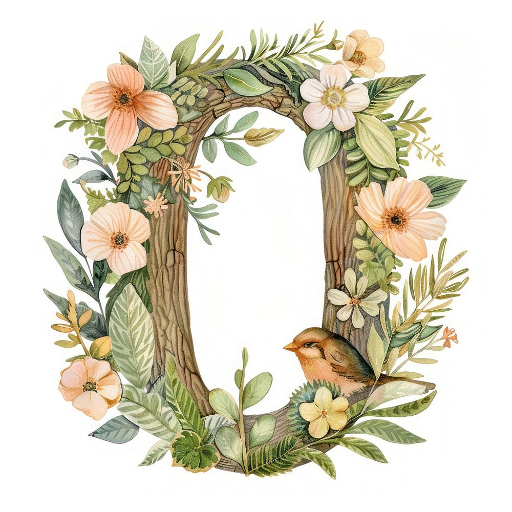 letter number 0 nature wreath | Free Photo Illustration - rawpixel