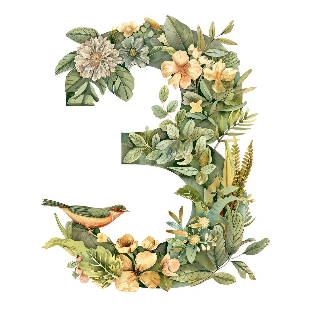 letter number 3 nature plant | Premium Photo Illustration - rawpixel