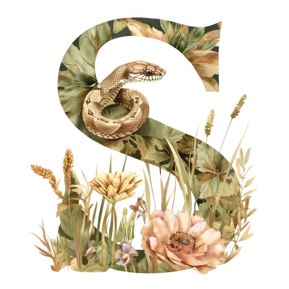 letter S snake reptile animal. | Free Photo Illustration - rawpixel