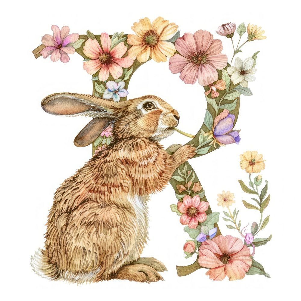 letter R nature flower drawing. | Free Photo Illustration - rawpixel