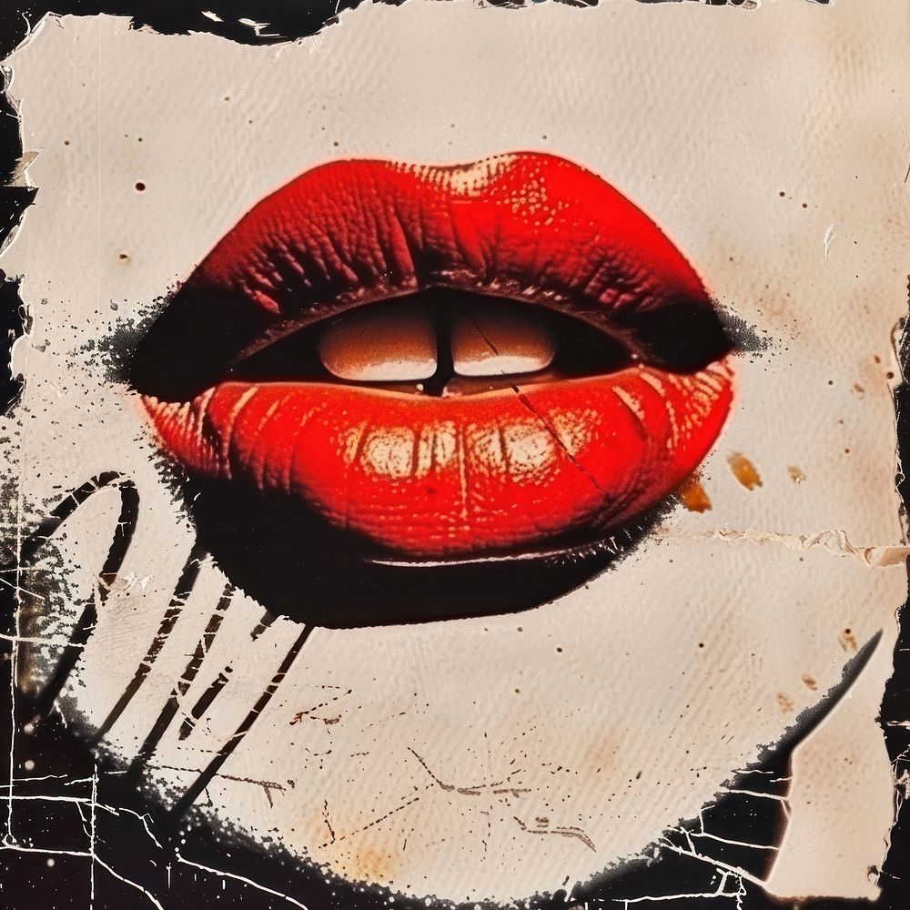 Vintage stamp lip cosmetics person | Free Photo Illustration - rawpixel