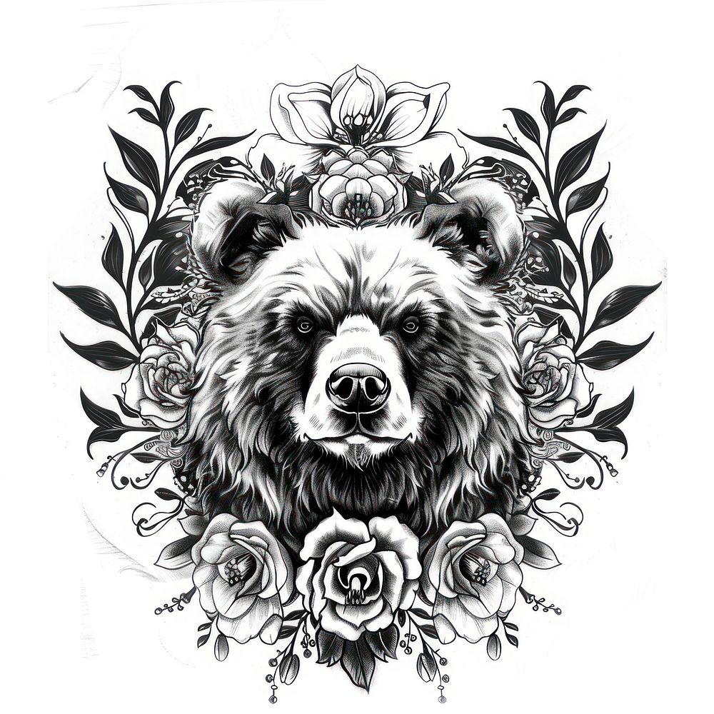 Bear drawing tattoo illustrated | Free Photo Illustration - rawpixel