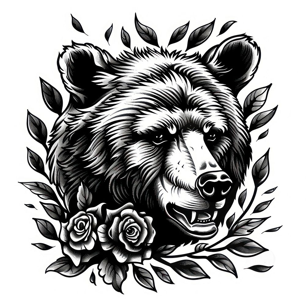 Bear drawing tattoo illustrated | Free Photo Illustration - rawpixel