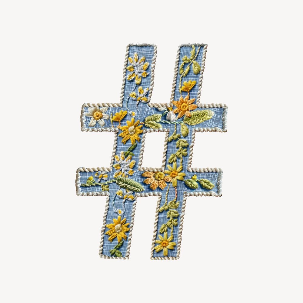 Hashtag embroidery symbol | Free Photo Illustration - rawpixel