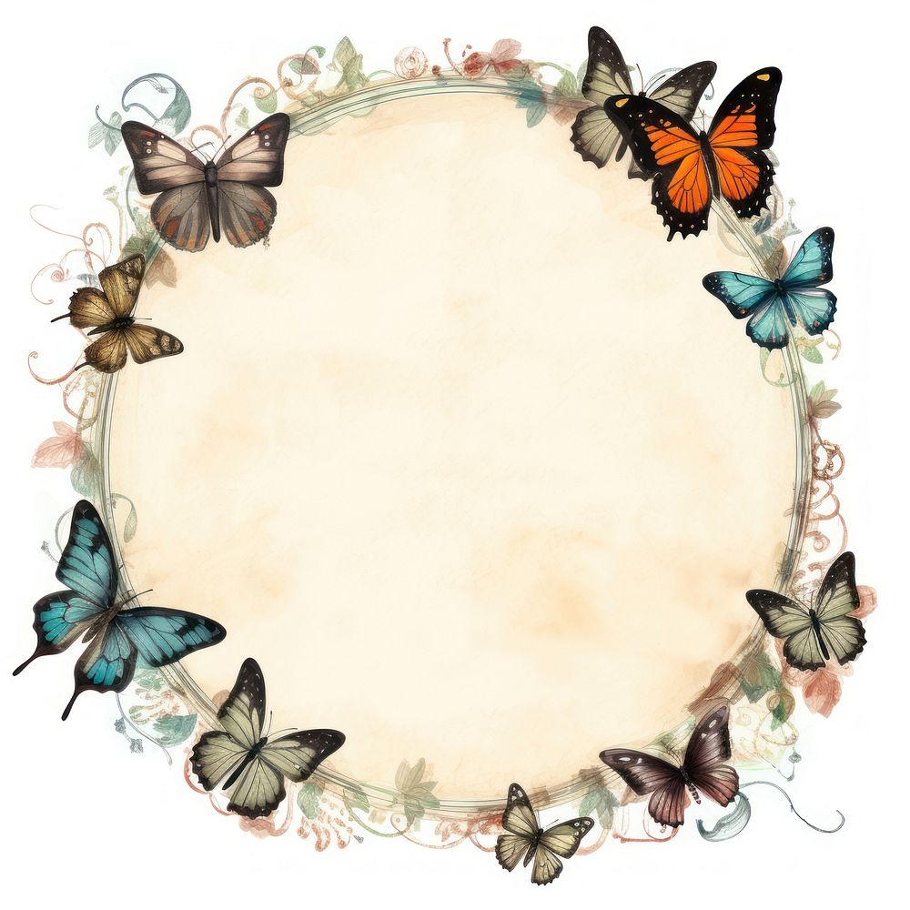 Vintage butterfly circle frame paper | Free Photo Illustration - rawpixel