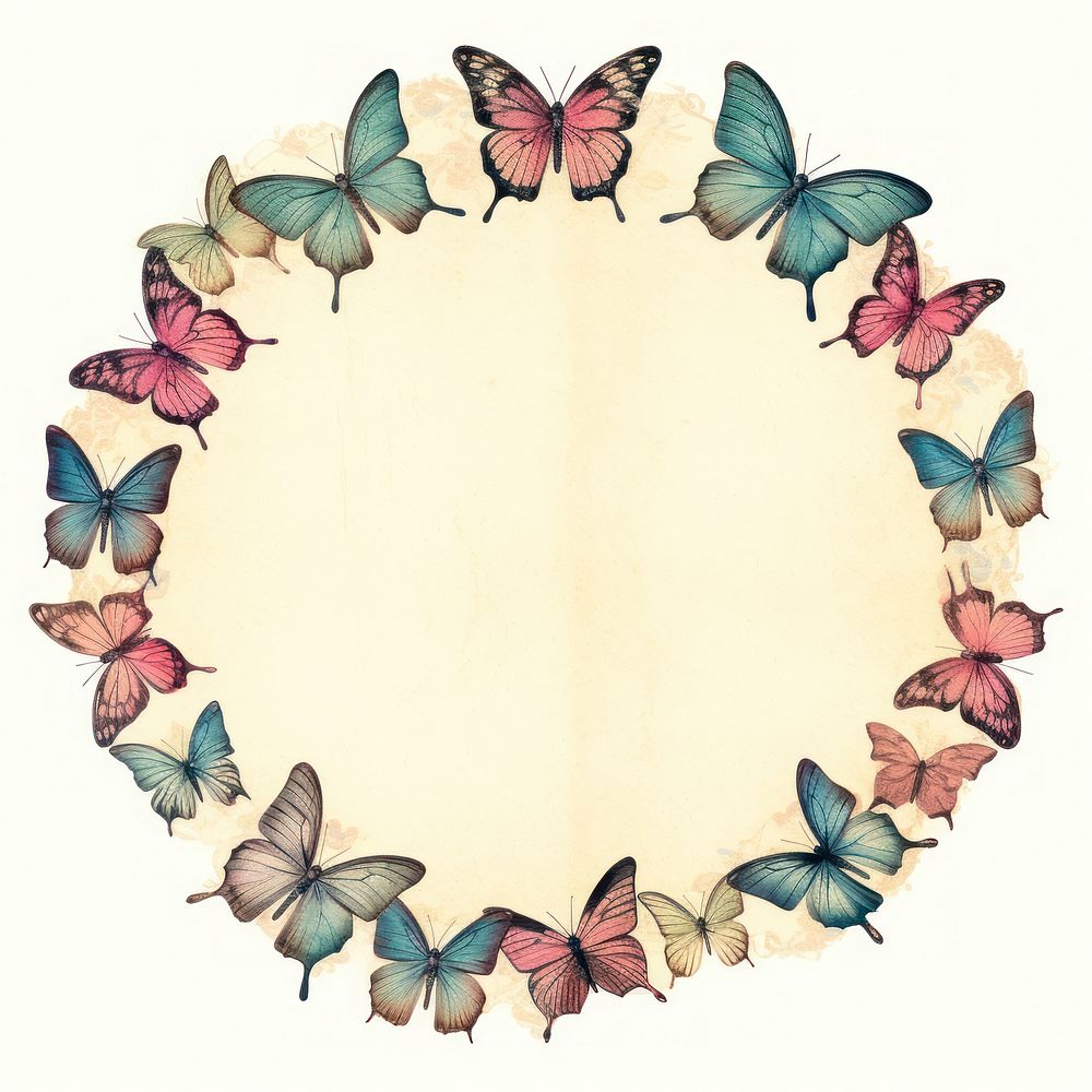 Vintage butterfly circle frame paper | Premium Photo Illustration ...