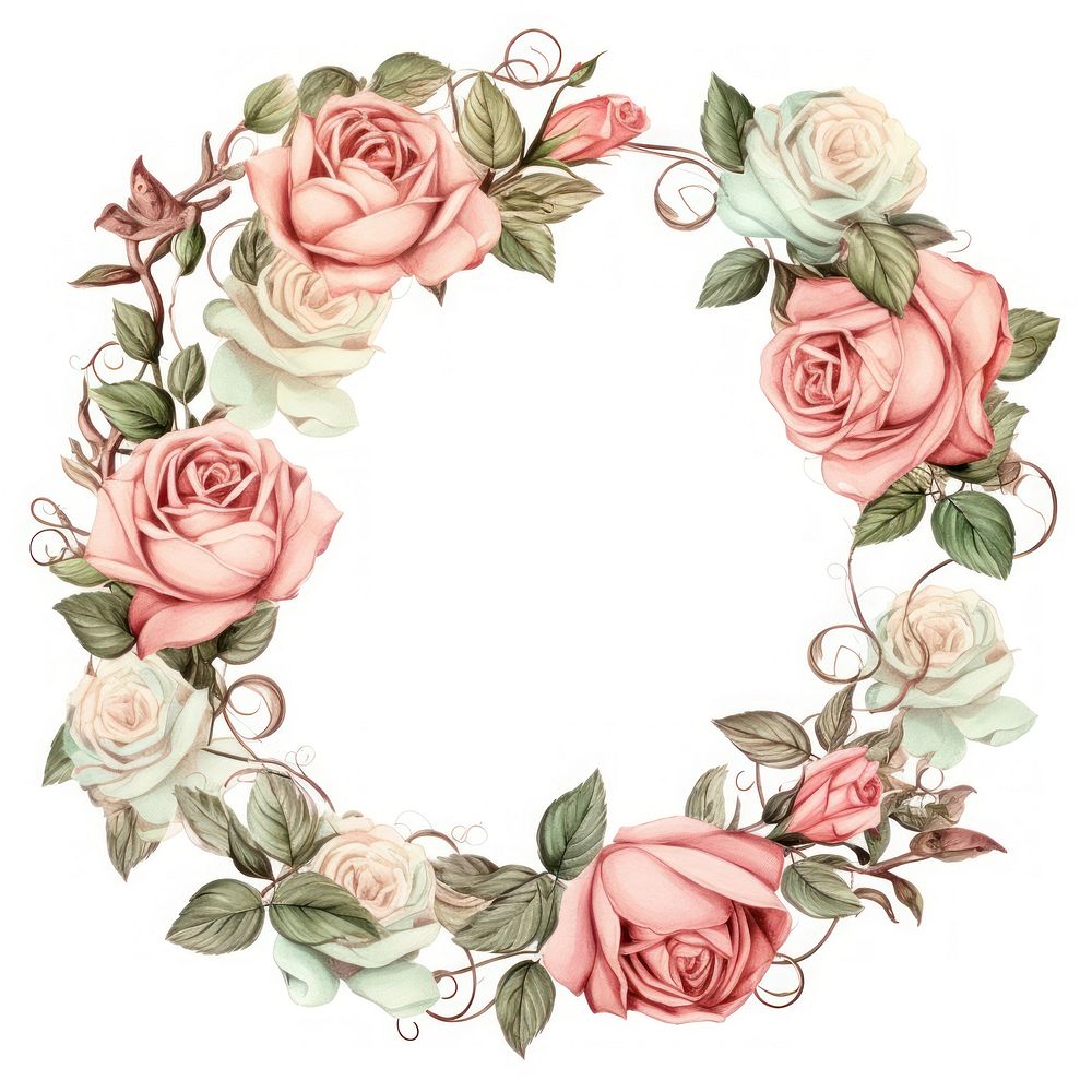 Vintage rose circle frame pattern | Free Photo Illustration - rawpixel