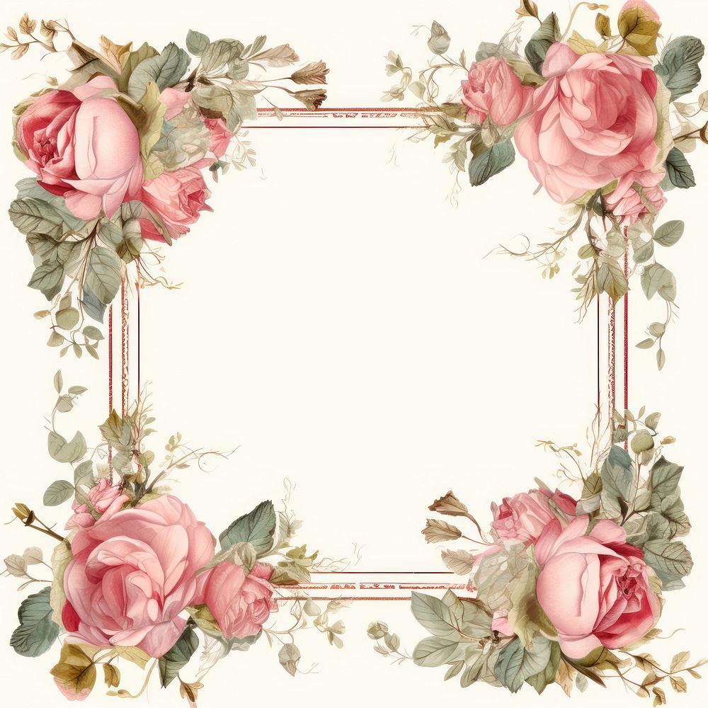 Vintage rose square frame pattern | Premium Photo Illustration - rawpixel