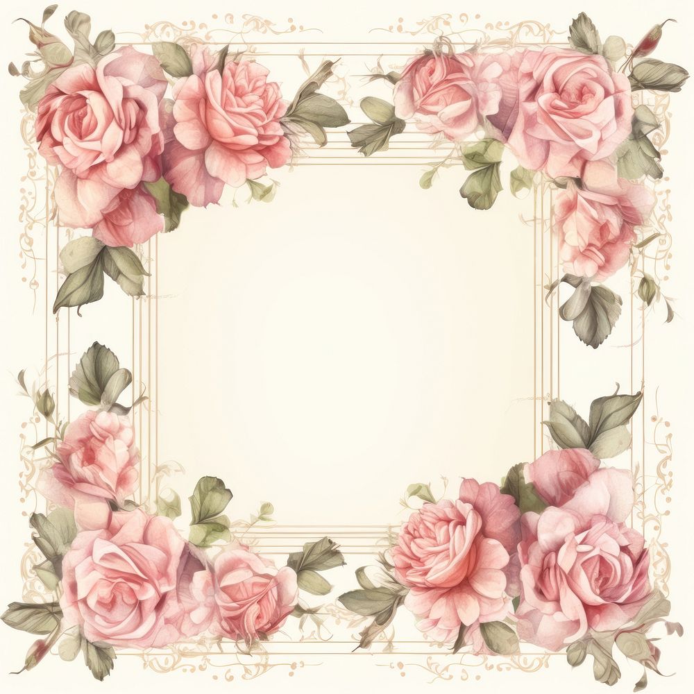 Vintage rose square frame pattern | Free Photo Illustration - rawpixel