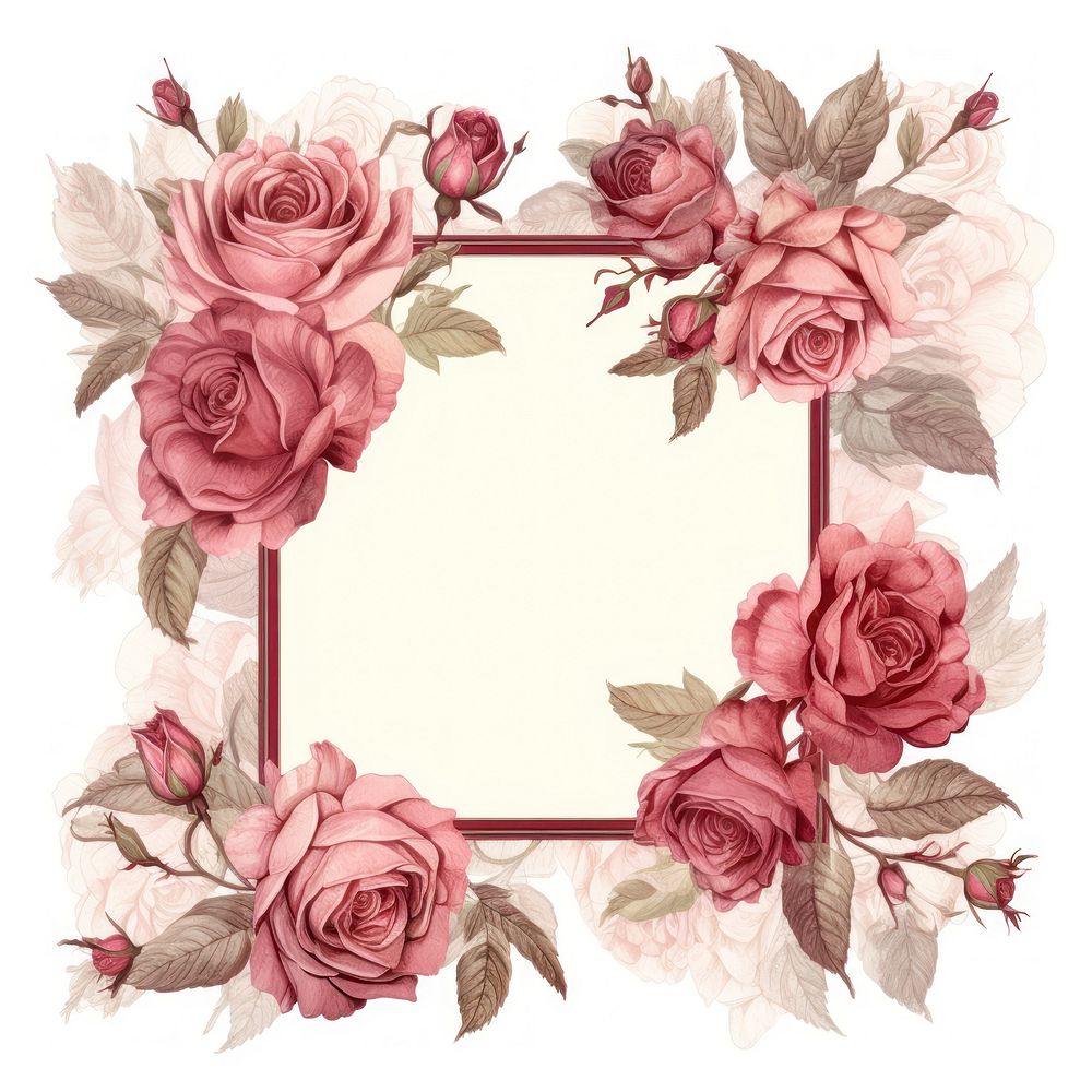 Vintage rose square frame pattern | Premium Photo Illustration - rawpixel