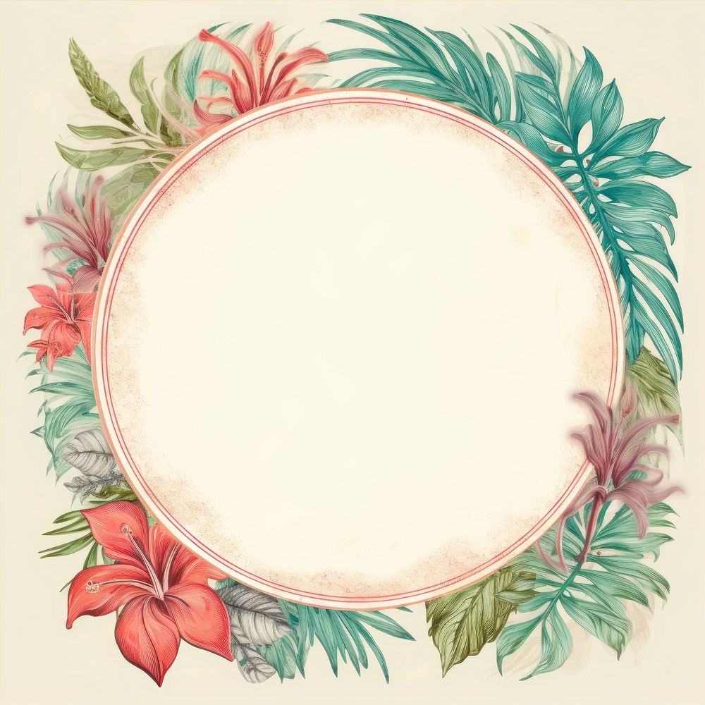 Vintage tropical circle frame pattern | Free Photo Illustration - rawpixel