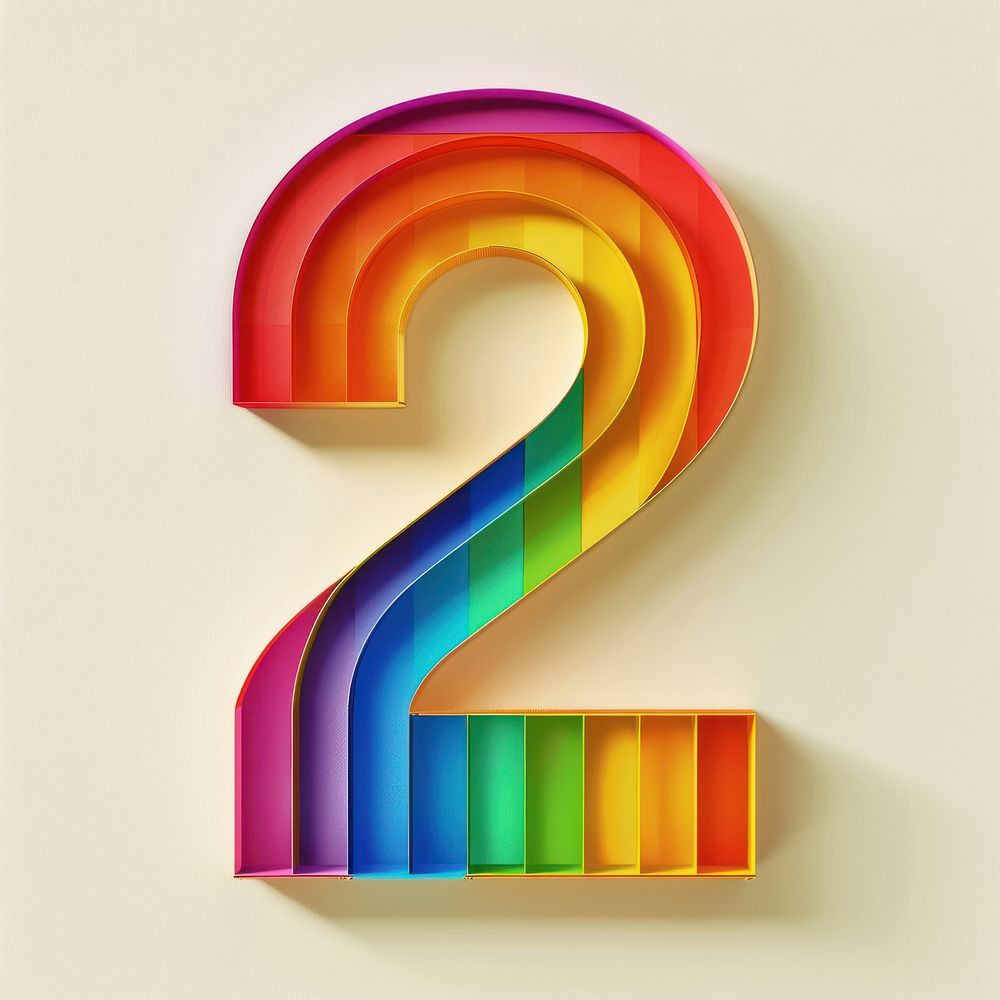 Rainbow number 2 symbol text. | Premium Photo Illustration - rawpixel