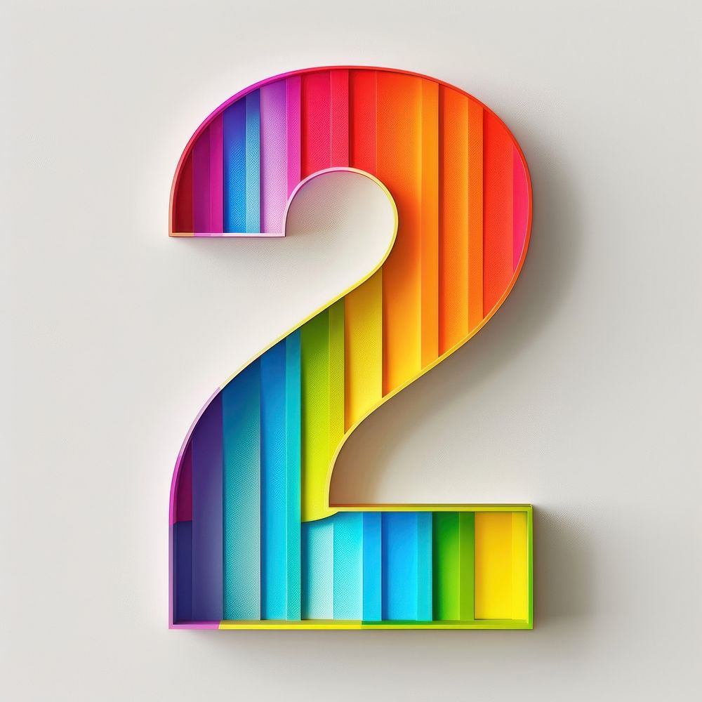 Rainbow number 2 symbol text. | Premium Photo Illustration - rawpixel