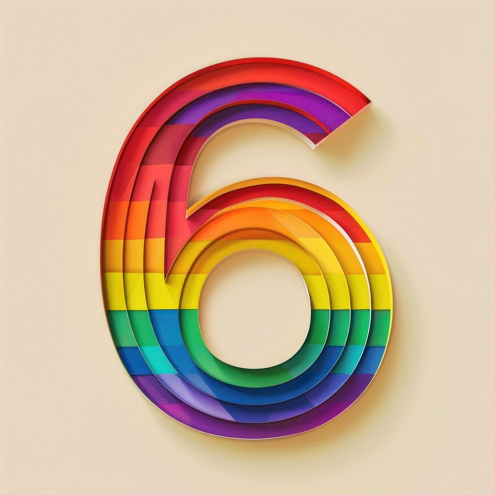 Rainbow number 6 symbol text | Premium Photo Illustration - rawpixel
