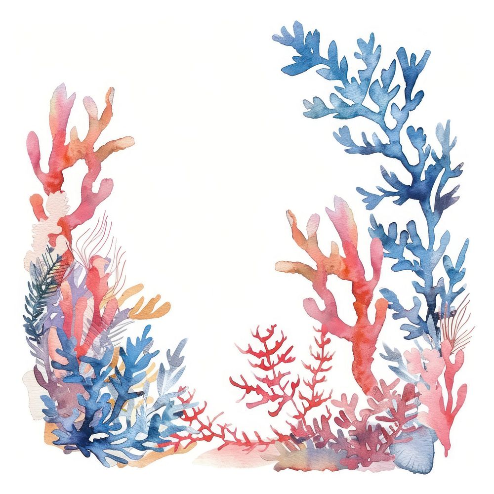 Coral reef border watercolor outdoors | Free Photo Illustration - rawpixel