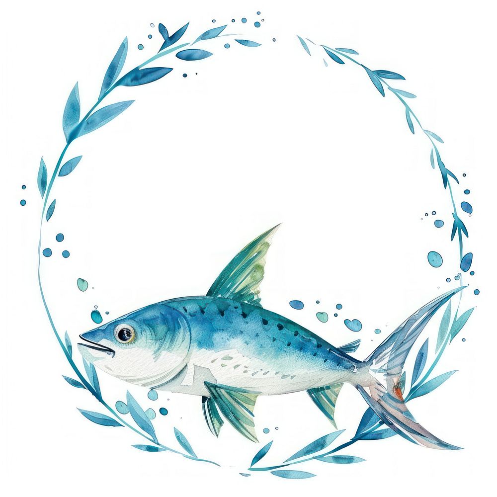 Fish border watercolor animal wildlife | Free Photo Illustration - rawpixel