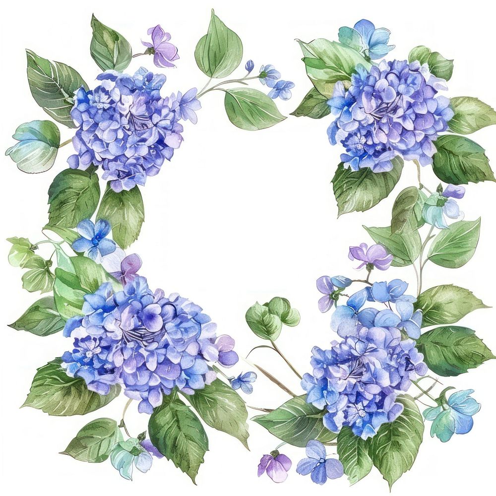 Hydrangea border watercolor pattern flower | Premium Photo Illustration ...