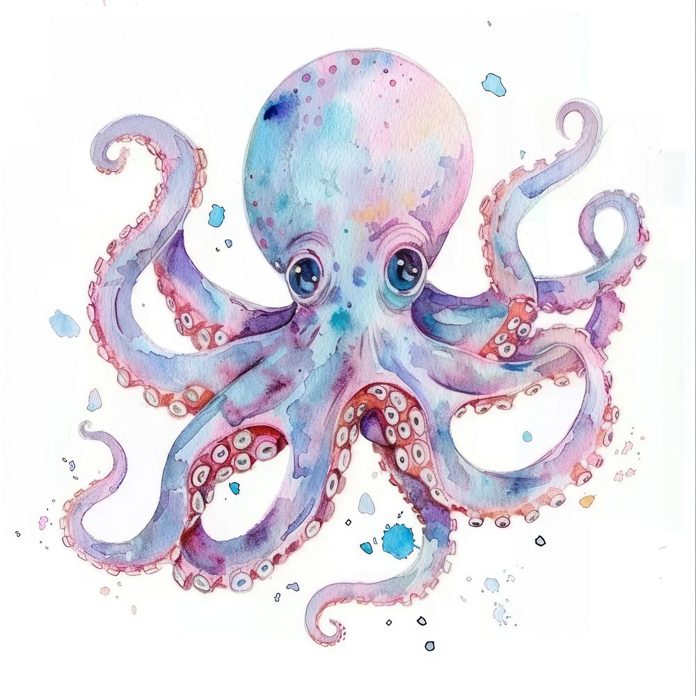 Octopus border watercolor animal nature | Free Photo Illustration ...