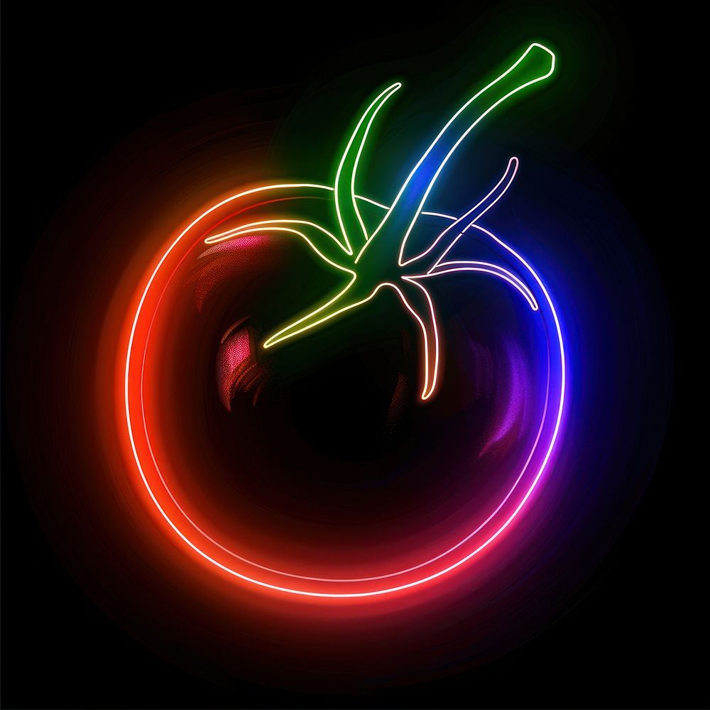 Tomato icon neon light disk. | Premium Photo Illustration - rawpixel