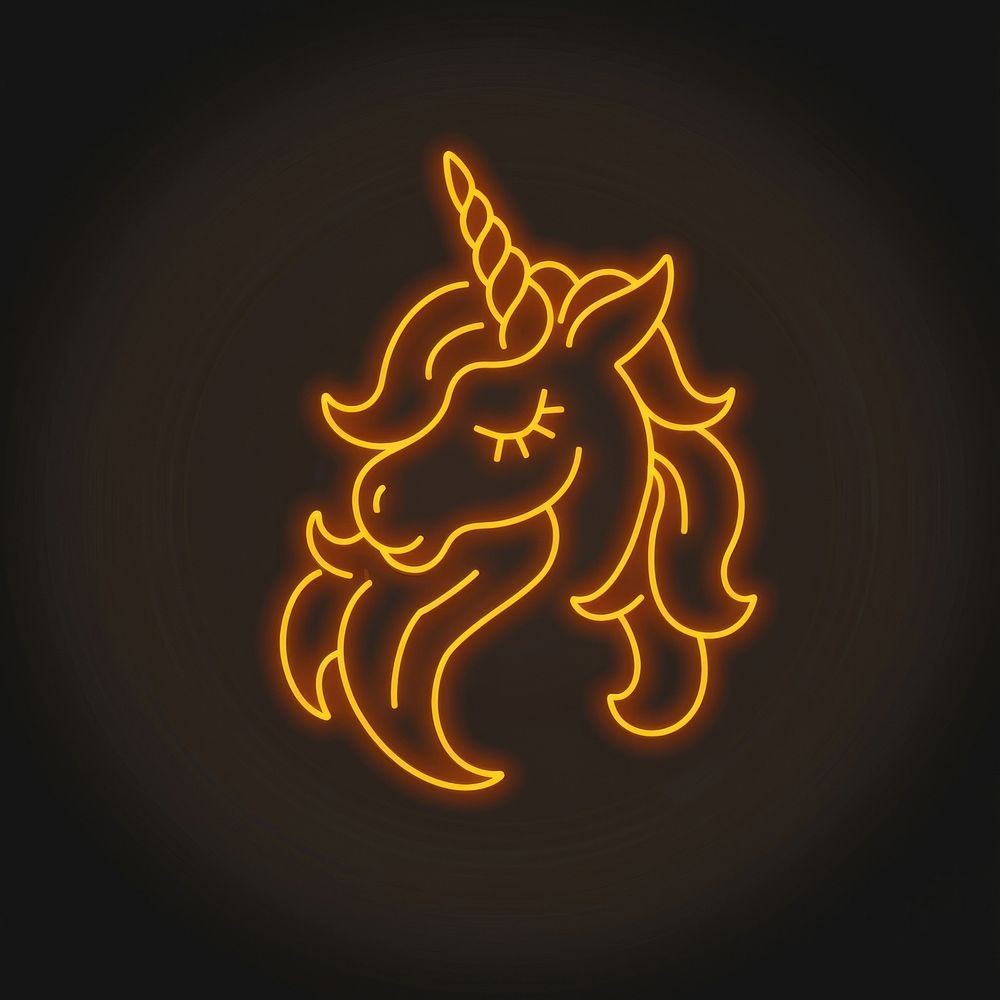 Unicorn icon neon fireworks bonfire. | Premium Photo Illustration ...