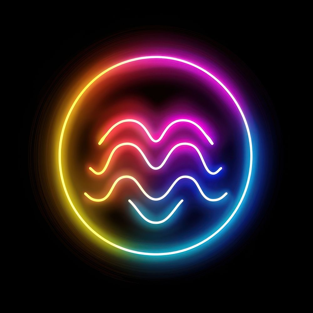 Aquarius zodiac symbol neon astronomy | Free Photo Illustration - rawpixel