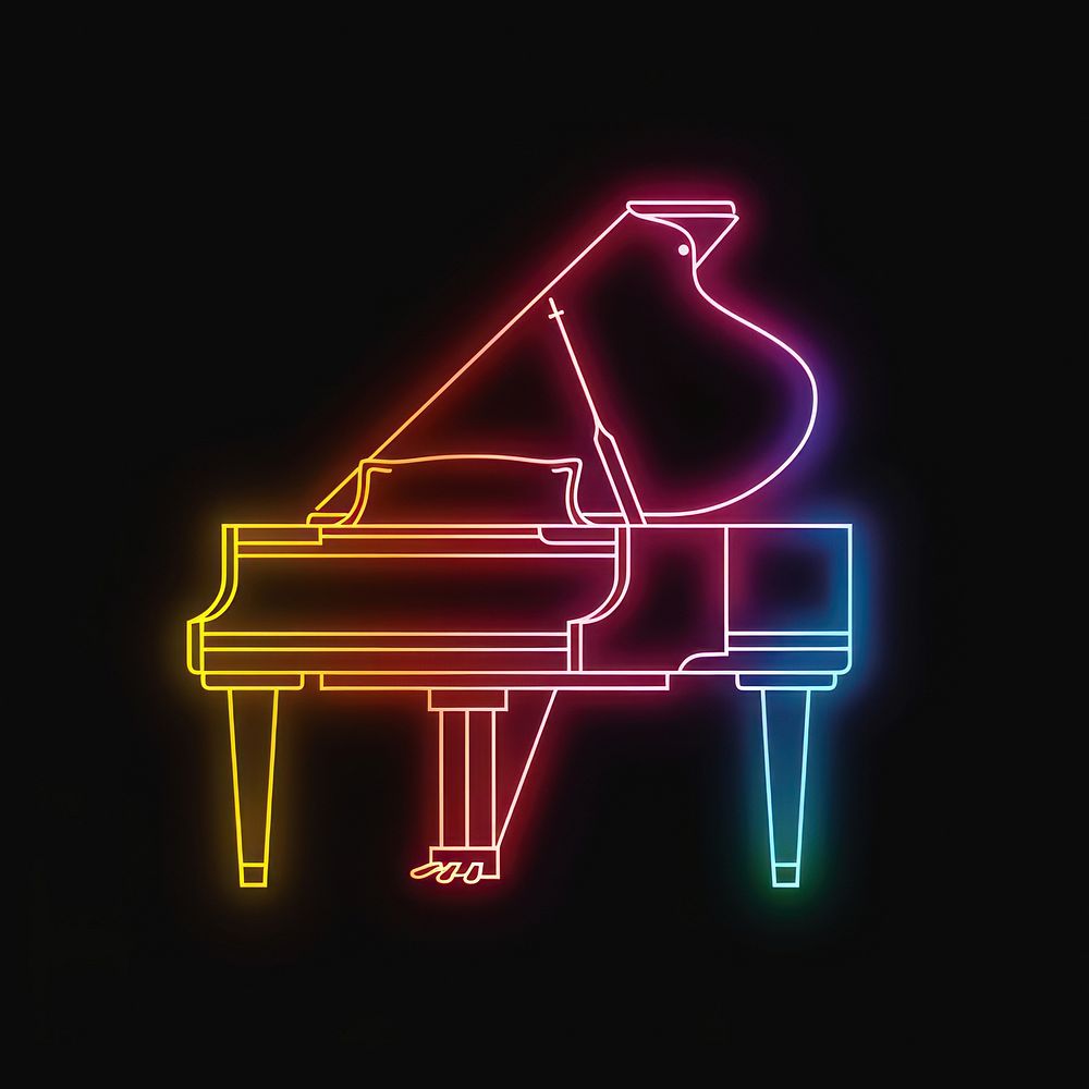 Piano neon scoreboard lighting. | Free Photo Illustration - rawpixel