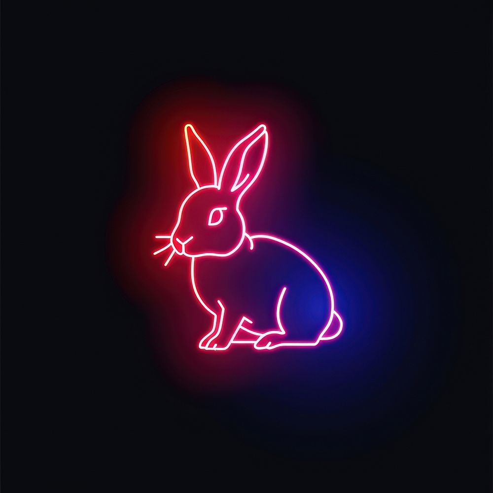 Rabbit neon animal mammal. | Premium Photo Illustration - rawpixel