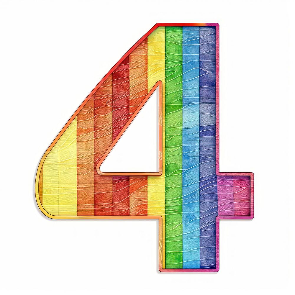 Rainbow number 4 symbol text | Free Photo Illustration - rawpixel