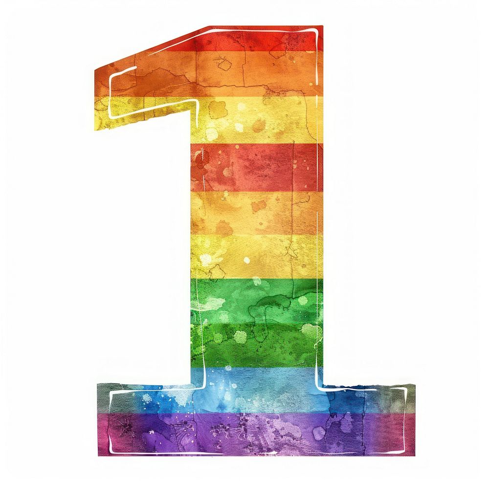 Rainbow number 1 symbol text | Free Photo Illustration - rawpixel