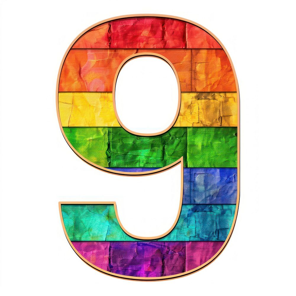 Rainbow number 9 symbol text | Free Photo Illustration - rawpixel