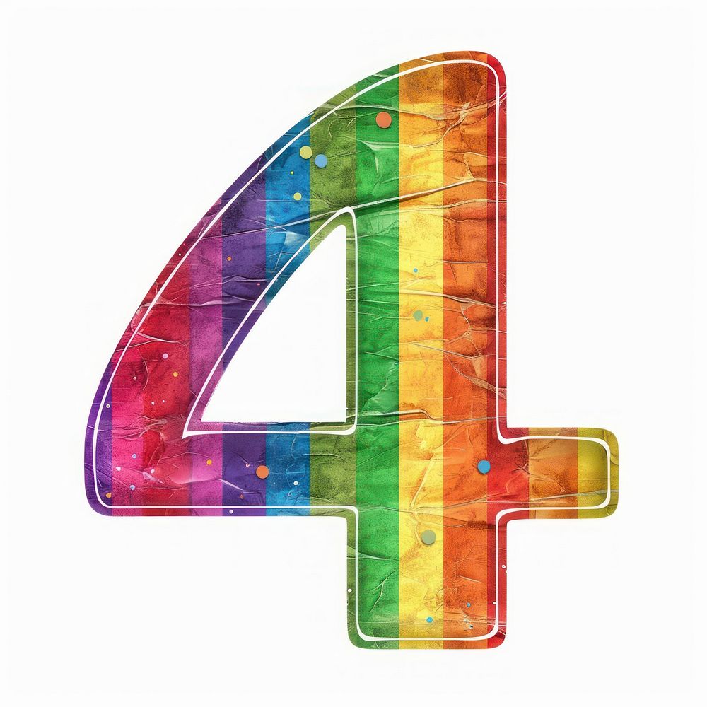 Rainbow number 4 symbol text | Free Photo Illustration - rawpixel