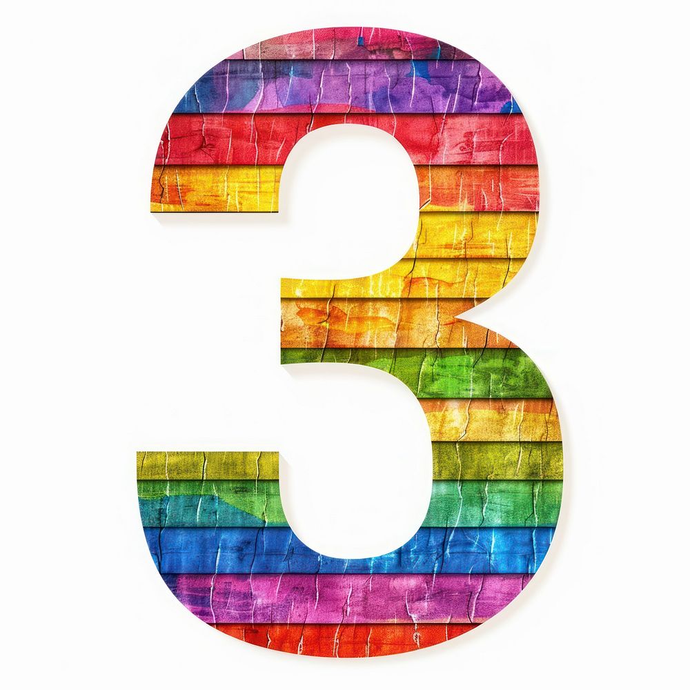 Rainbow number 3 symbol text | Free Photo Illustration - rawpixel