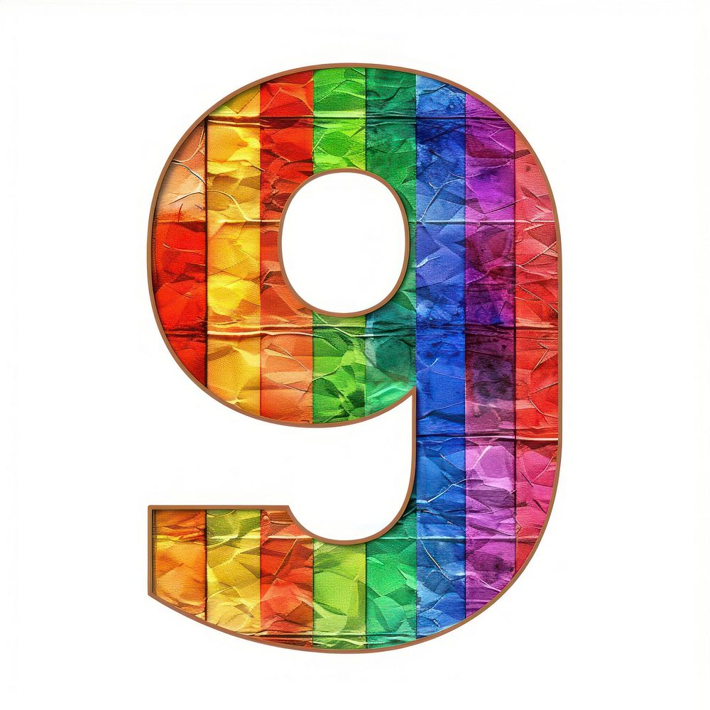 Rainbow number 9 symbol text | Free Photo Illustration - rawpixel