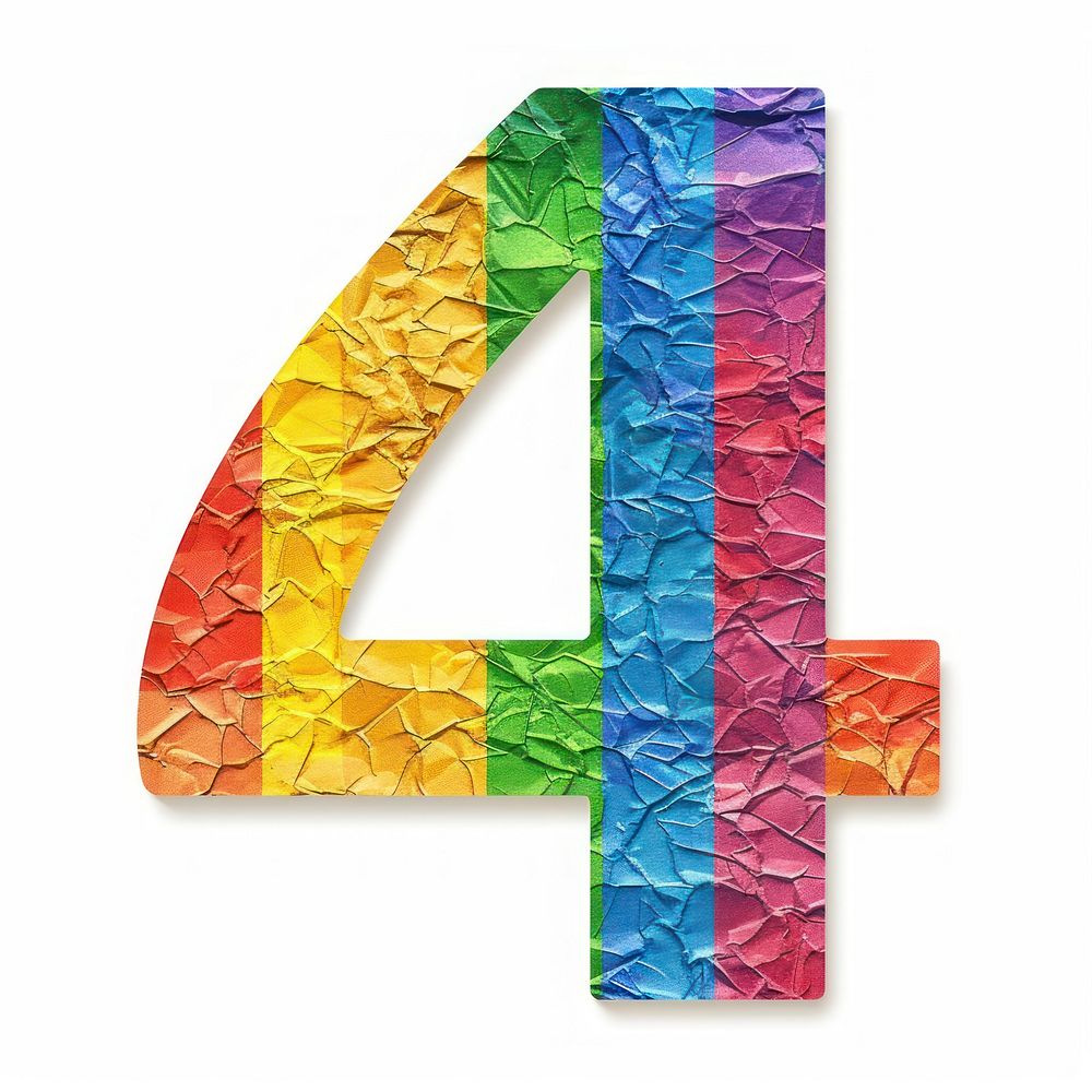 Rainbow number 4 paper aluminium | Free Photo Illustration - rawpixel