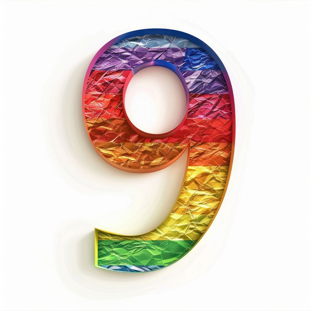 Rainbow number 9 aluminium symbol | Free Photo Illustration - rawpixel