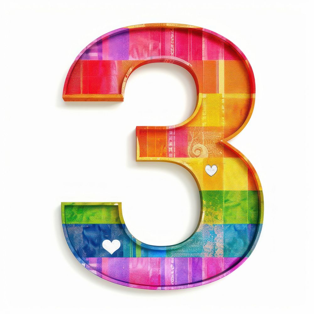 Rainbow number 3 symbol racket | Free Photo Illustration - rawpixel