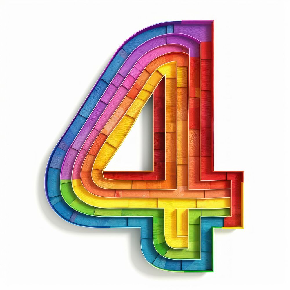 Rainbow number 4 symbol text | Free Photo Illustration - rawpixel