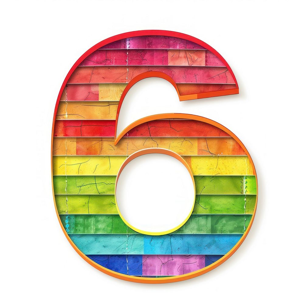 Rainbow number 6 symbol text | Free Photo Illustration - rawpixel