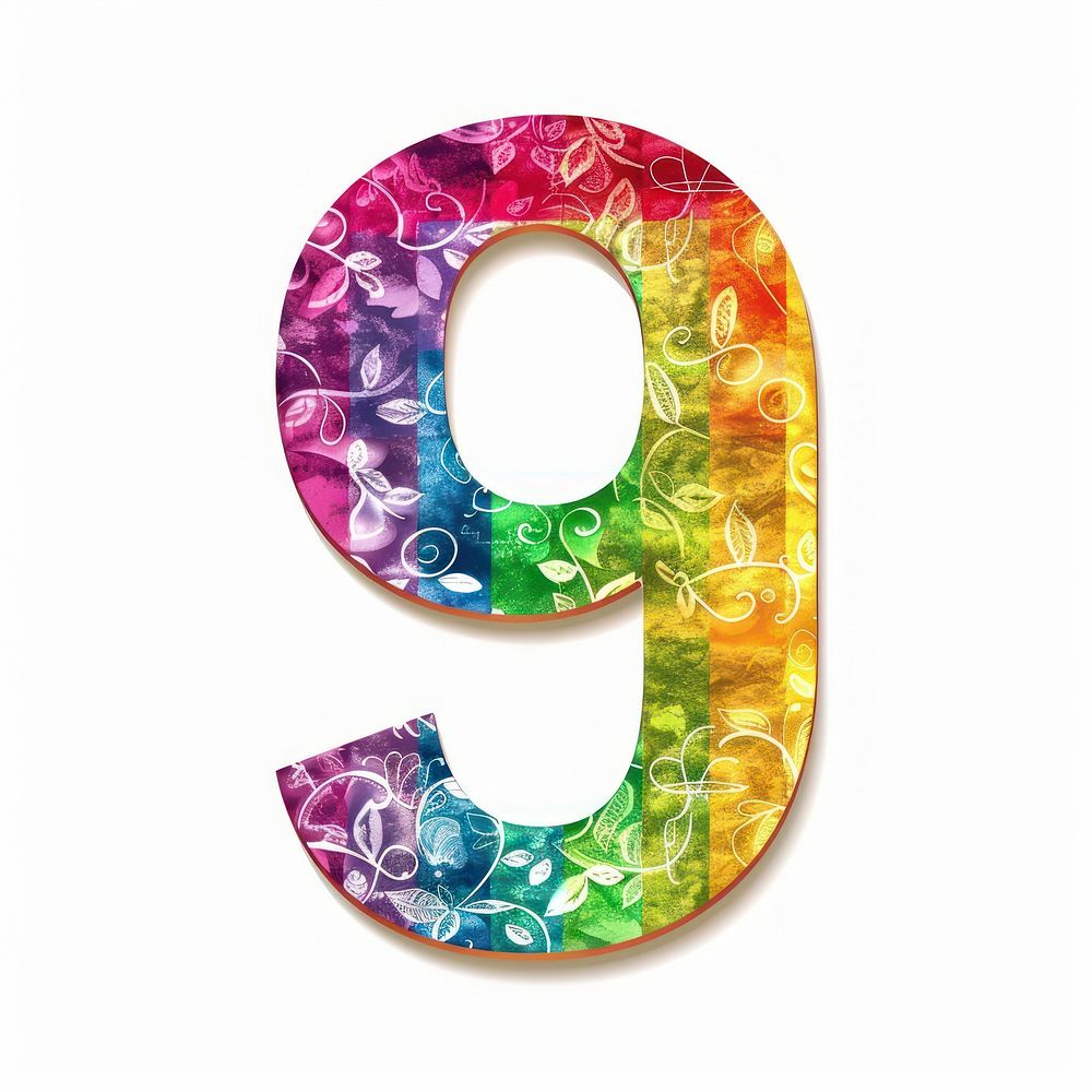 Rainbow number 9 symbol text | Free Photo Illustration - rawpixel
